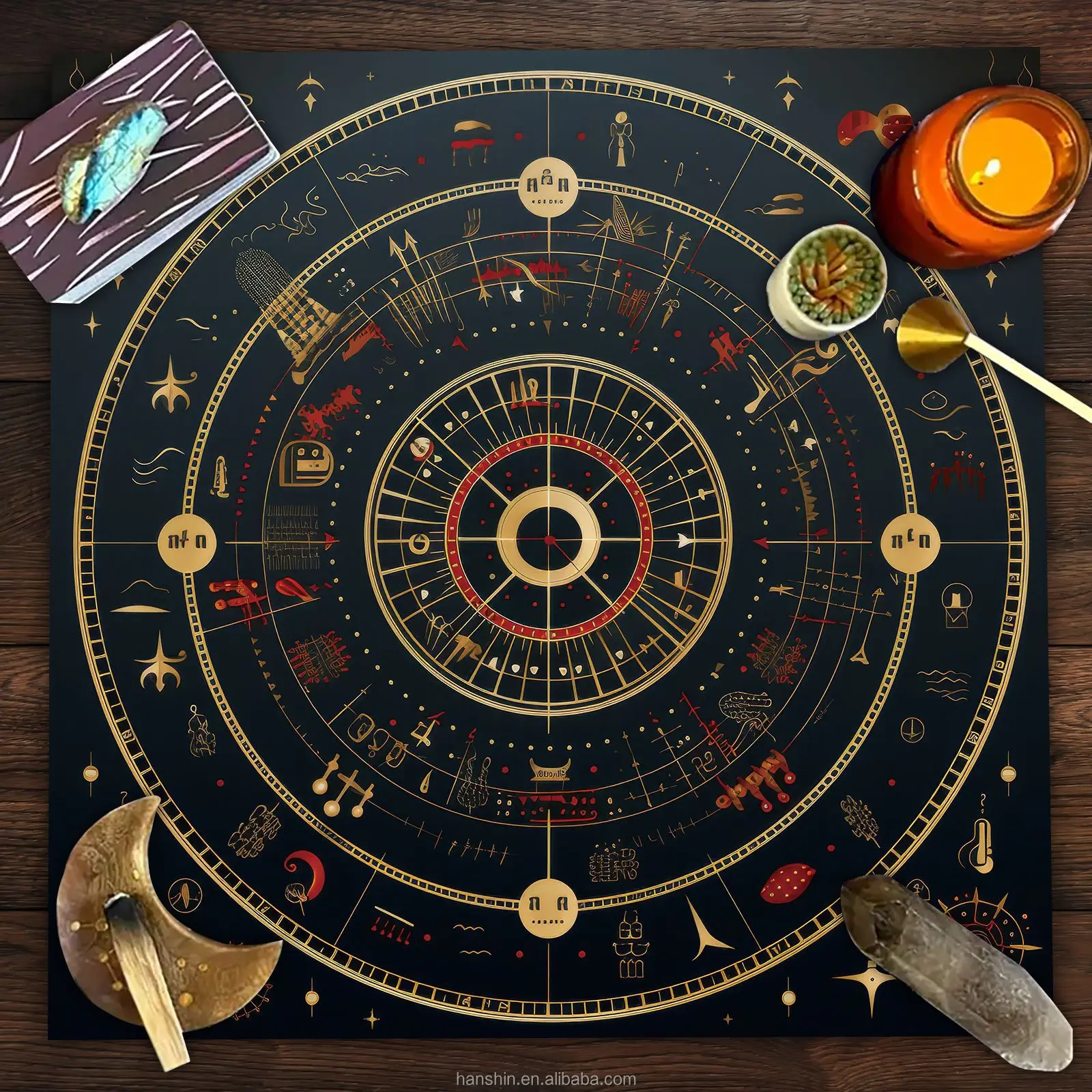 High Quality 49*49cm Velvet Sun Moon Star Witchcraft Alter Tarot Pagan ...
