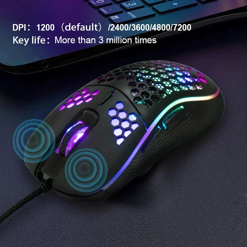 Custom Honeycomb Wired RGB Gaming Mouse for Esports