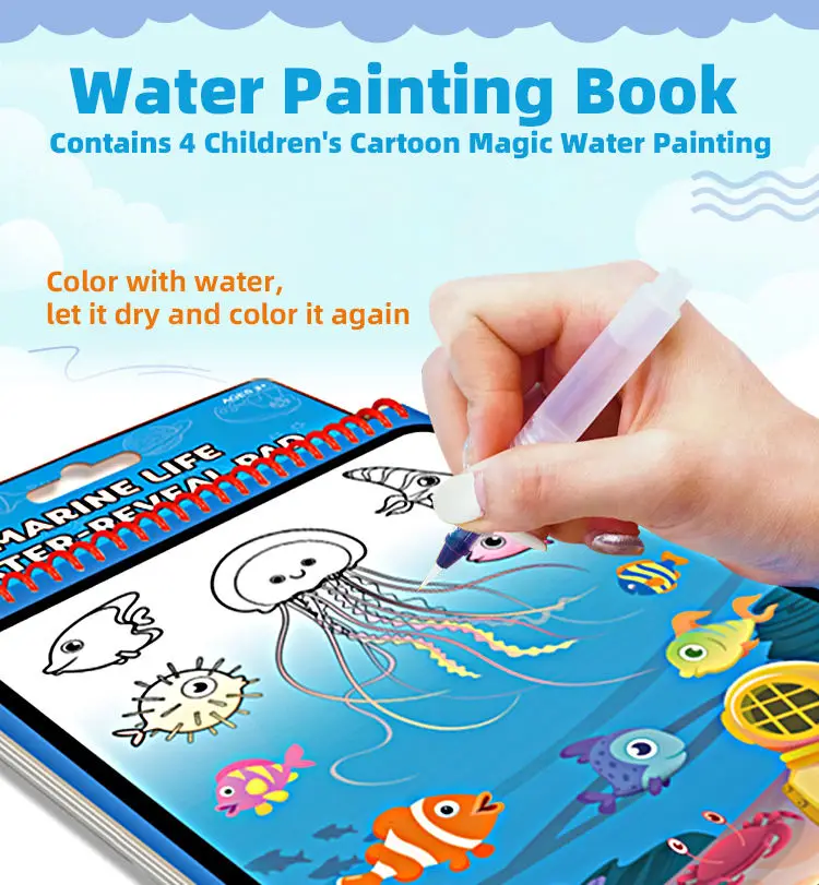 Custom Magic Water Coloring Book Children Reusable Painting Drawing ...