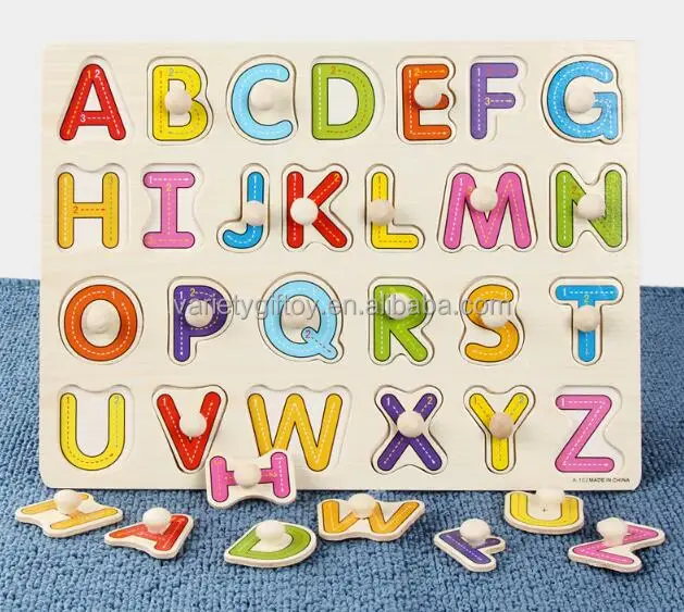 Wooden Letters Hand Grab Jigsaw Puzzle Children's Montessori Education ...