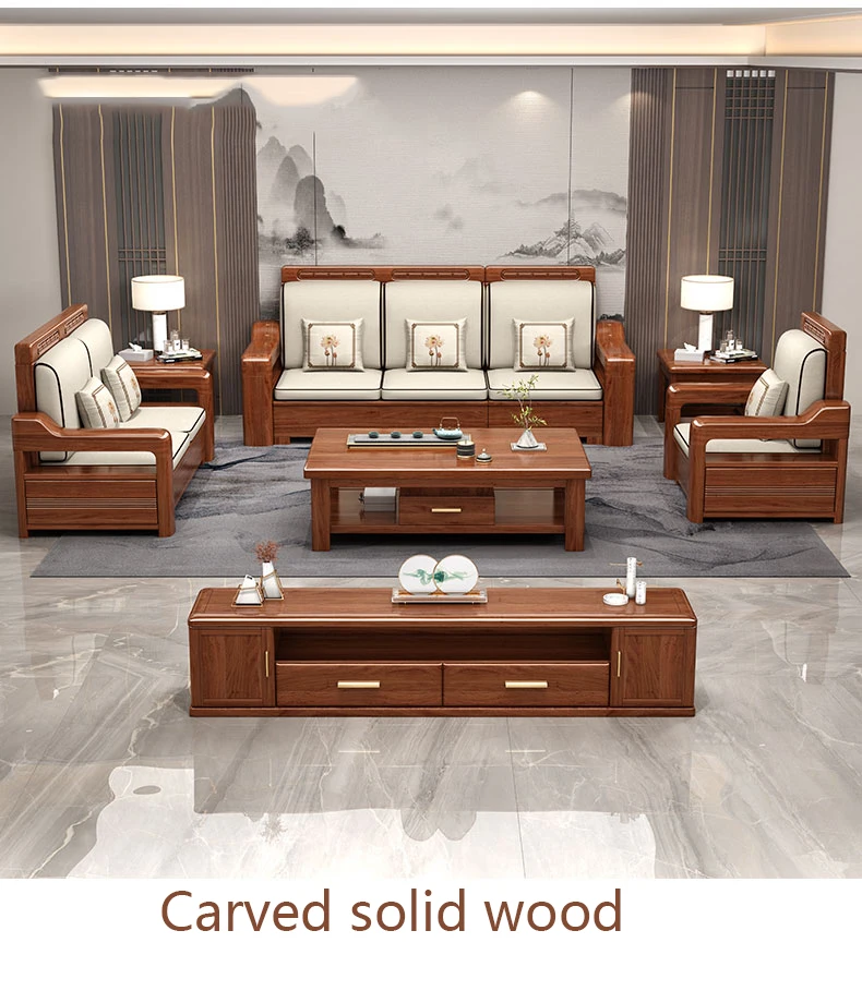 Japanese Style Solid Wood Sofa - Minimalist Velvet Couch for Living ...