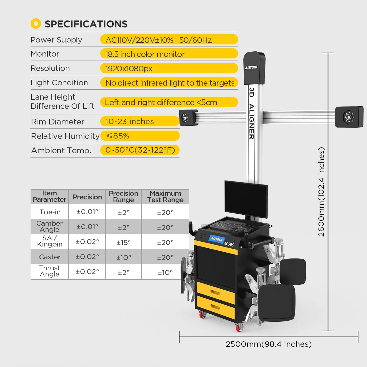 AUTOOL XC505 Car Alignment Machine - Precision & Affordability