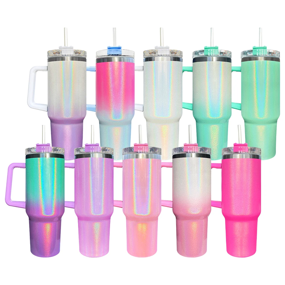 40oz Ombre Gradient Shimmer Holographic Glitter Mugs