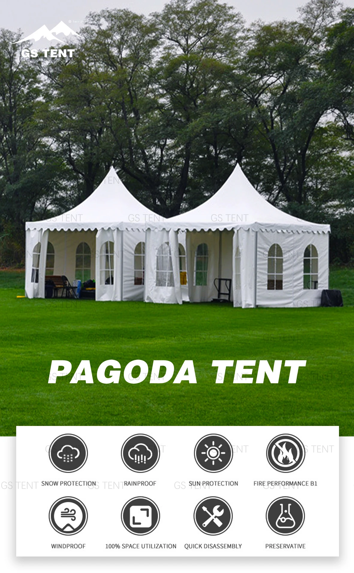 3x3 4x4 5x5 6x6 New Custom 50 People Wedding Pavilion Tenda 8x8m Pagoda ...