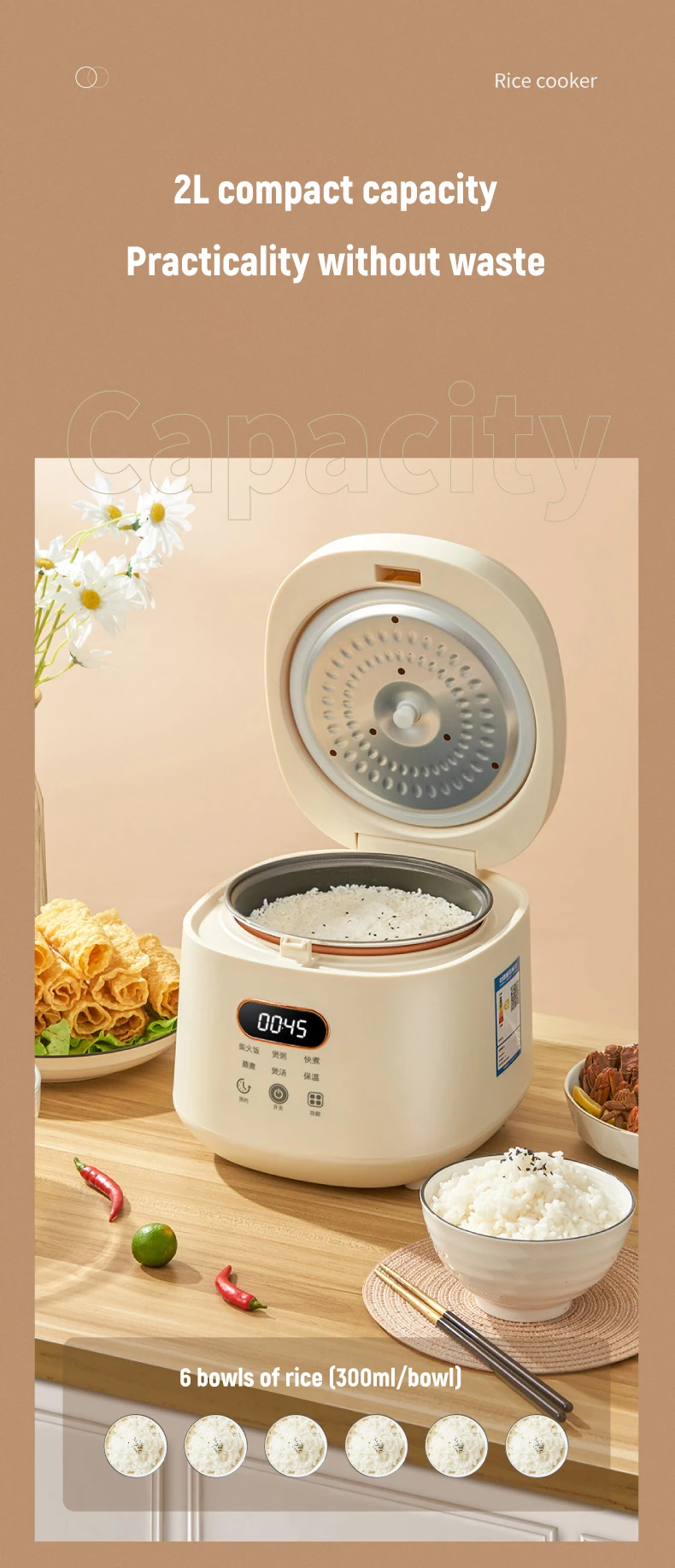 2l Mini Household Liter Mini Multi-function Rice Cooker 1~2 People ...