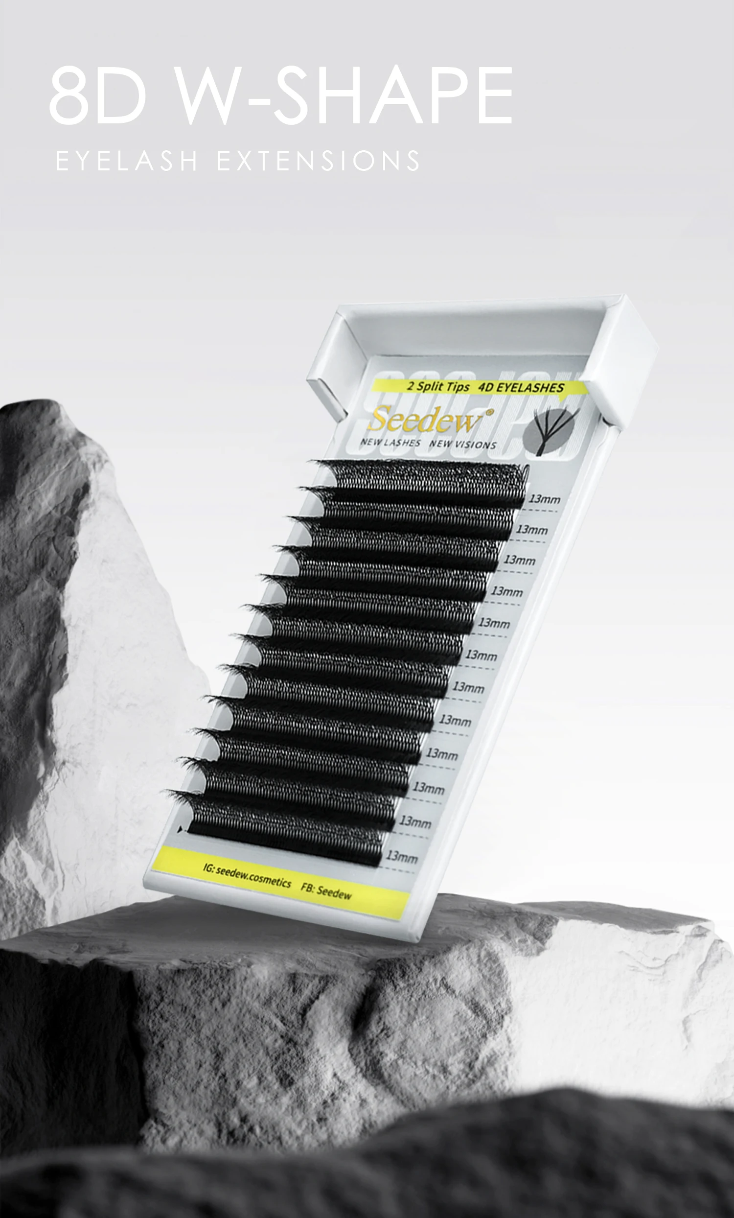 Seedew 8d Double Tips 4d W-shaped Eyelashes 12rows 0.07 C/d Full Dense ...