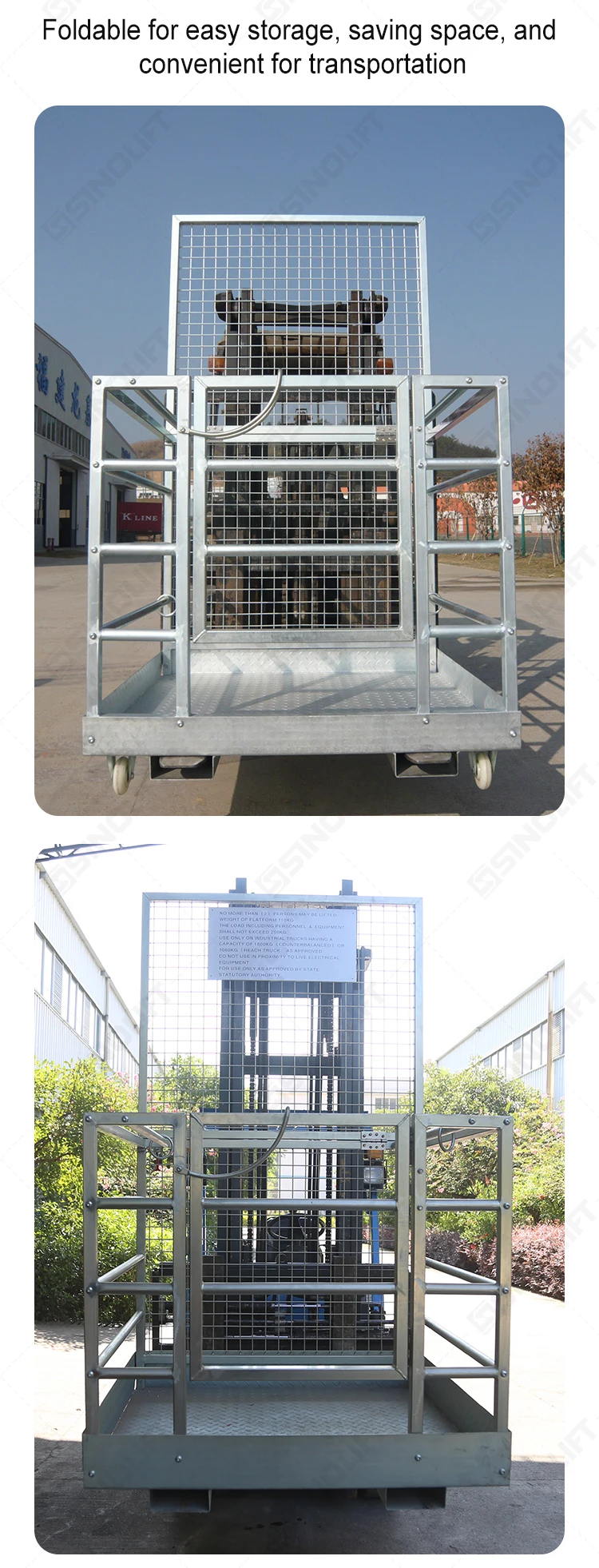 WB1010 Series Galvanized Forklift Manned Platform - SINOLIFT