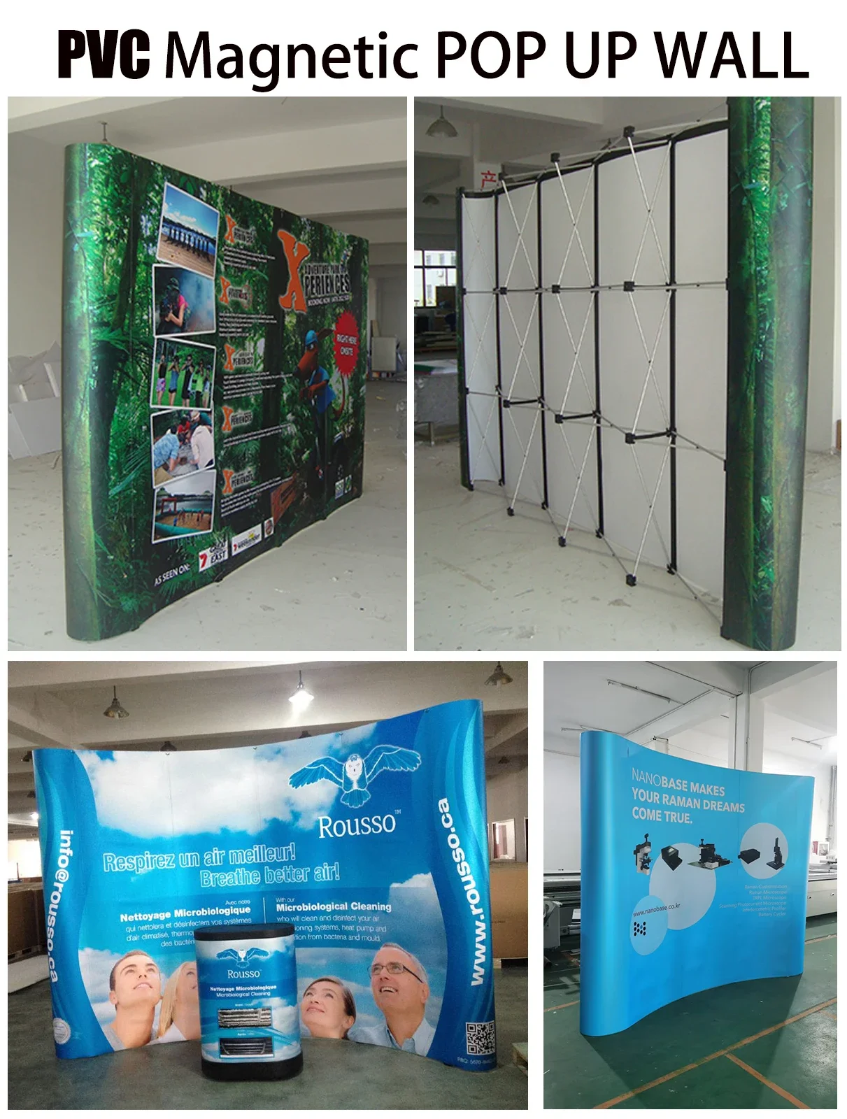 Portable Exhibition Booth Wall Banner Backdrop Stand Custom Fabric ...