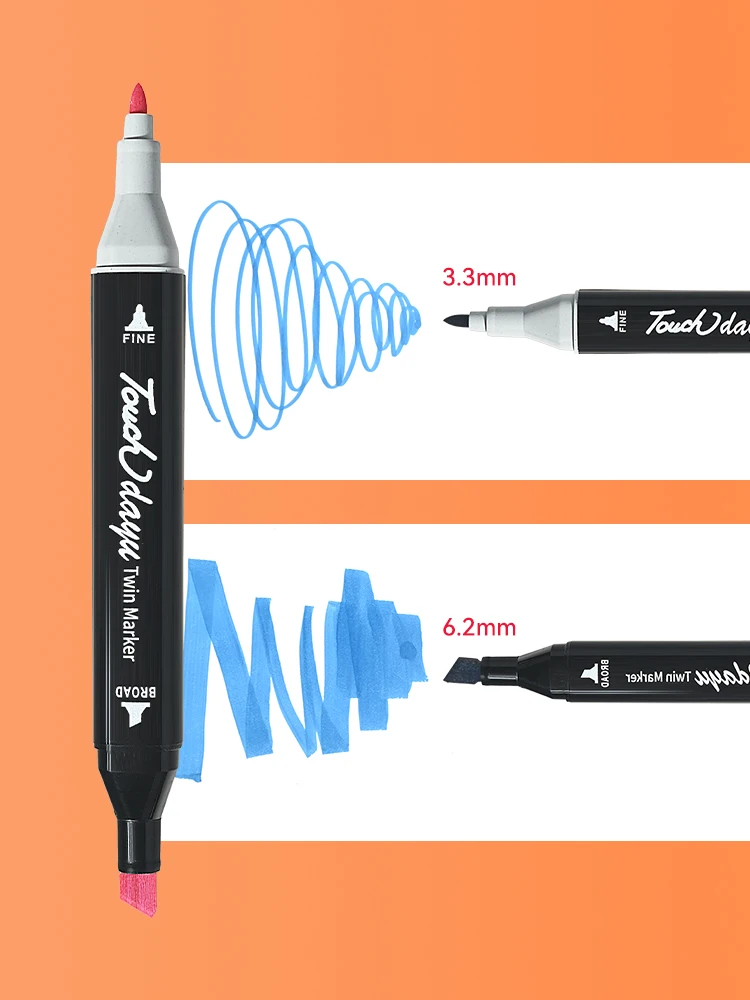 24~262 Colored Double Head Alcohol Marker Pen Set Dual Tip Brush ...