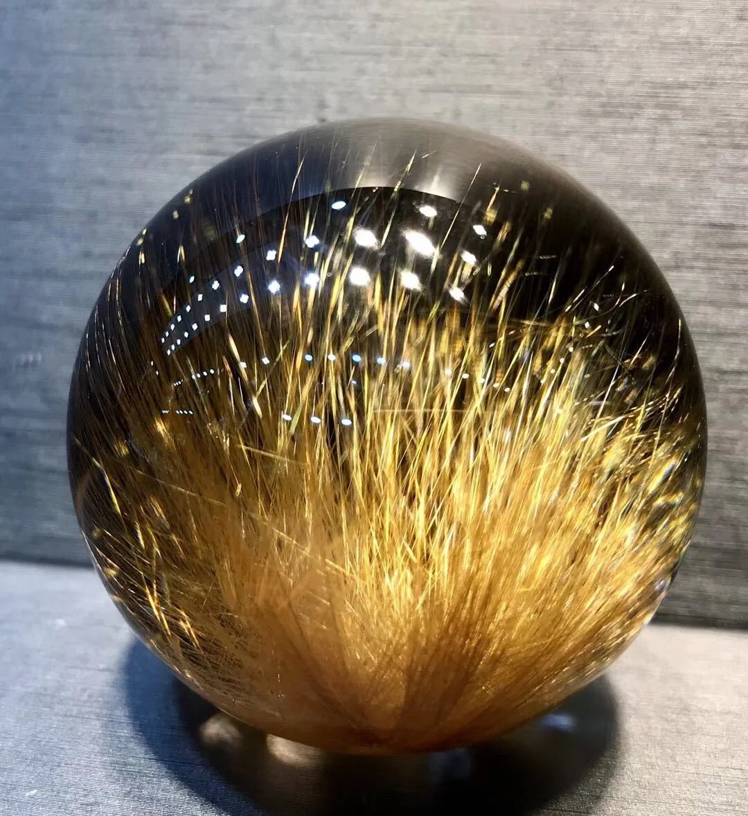 Rare Natural Gold Ghost "pyramid" Quartz Crystal Phantom Sphere Ball ...