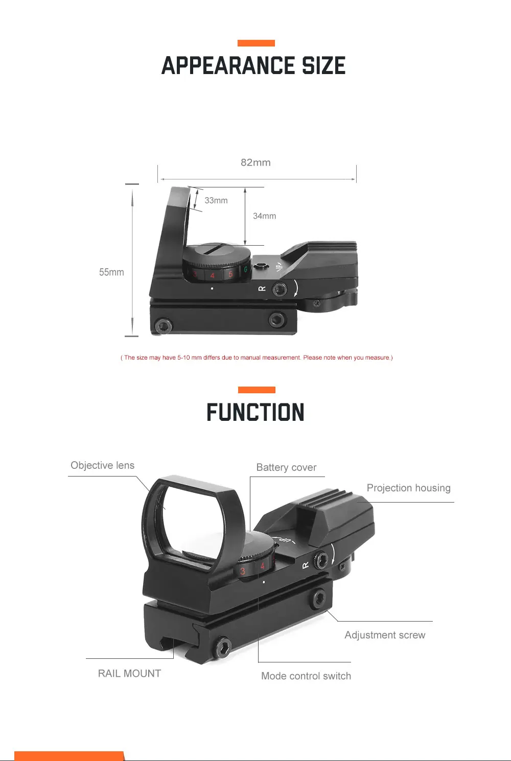 Oem Red Dot Sight Tactical Scope Illuminated Hd101 Short Mini Optical ...
