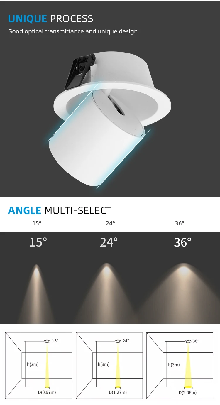 Allway Trending Style Adjustable Angle Ceiling Anti-Glare Home Down ...