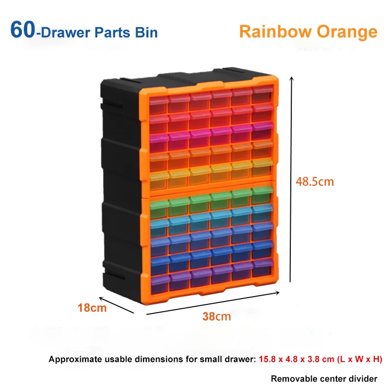 Multifunctional Small Parts Organizer 40 Drawer Stackable Storage Box ...