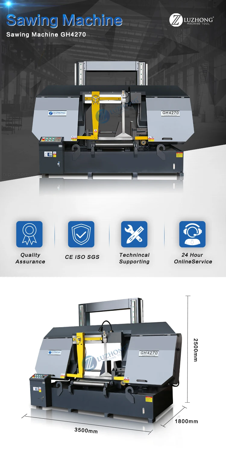 Heavy Duty Electric GH4270 Horizontal Band Saw Mill Metal Band Saw ...