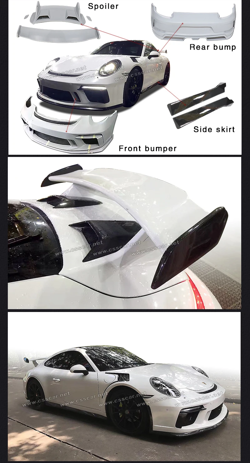 Gt3 Style Fiberglass Body Kit For Porsche Carrera 2017 Up 911 991.2 Car ...