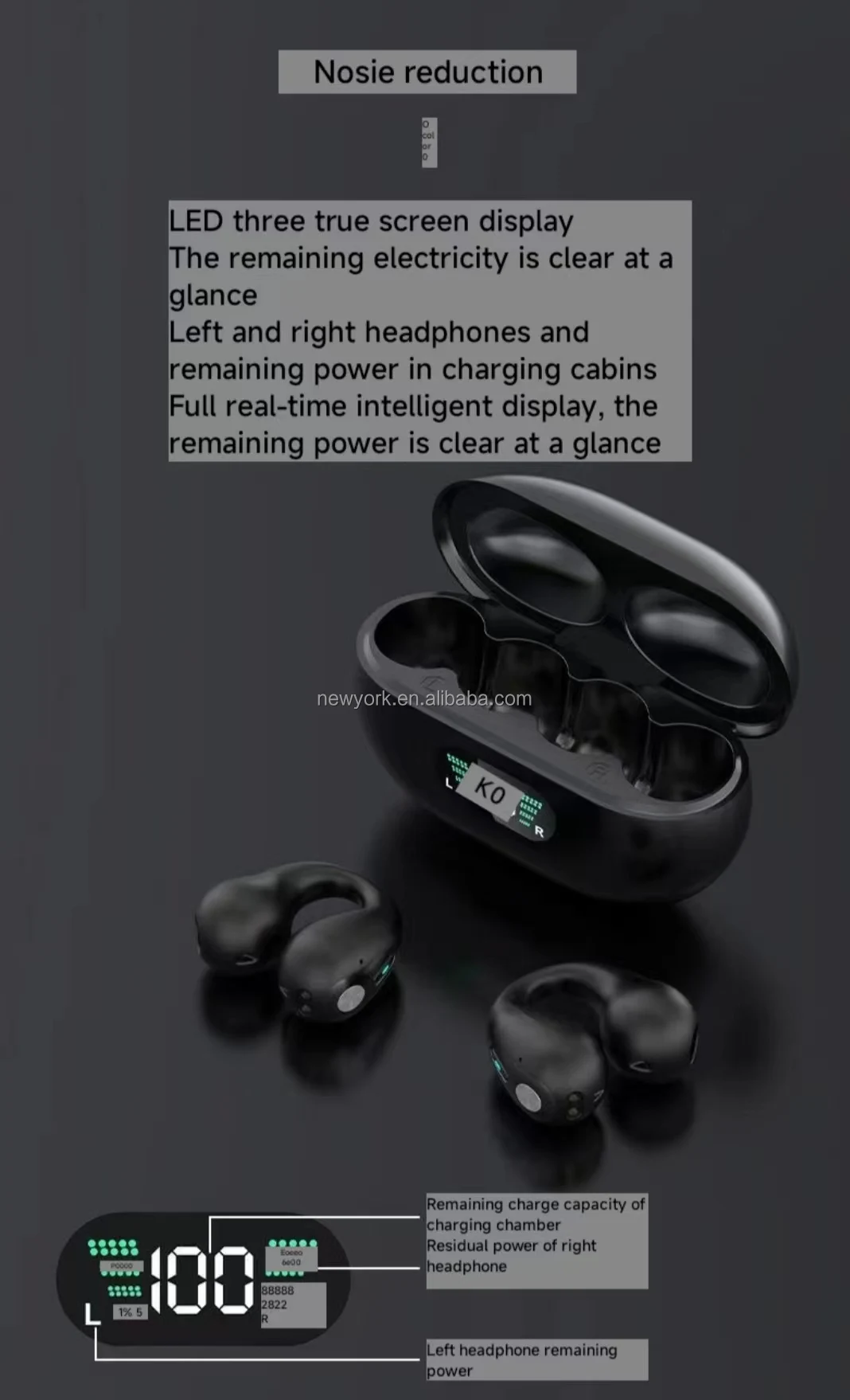 The New High-power Earclip Wireless Sports Earless Blue-tooth Headset ...