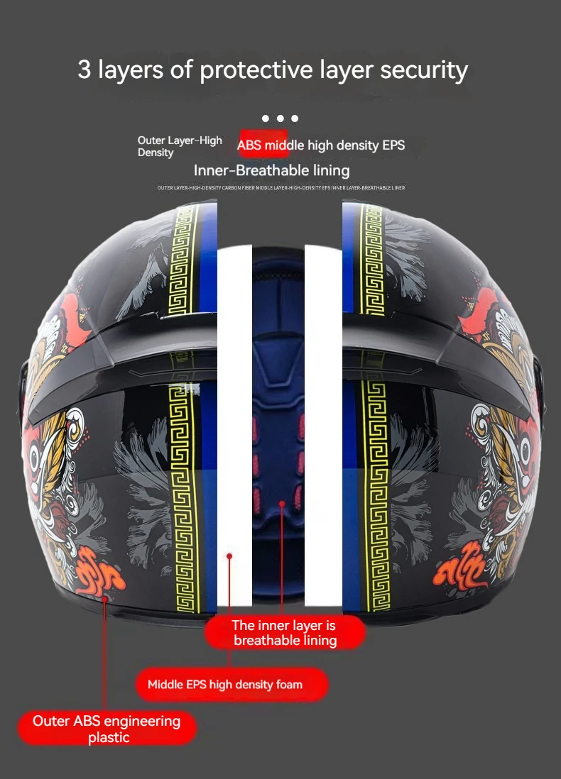 Factory Shipped Abs Vintage Insulated Full Face Motorcycle Helmet With ...