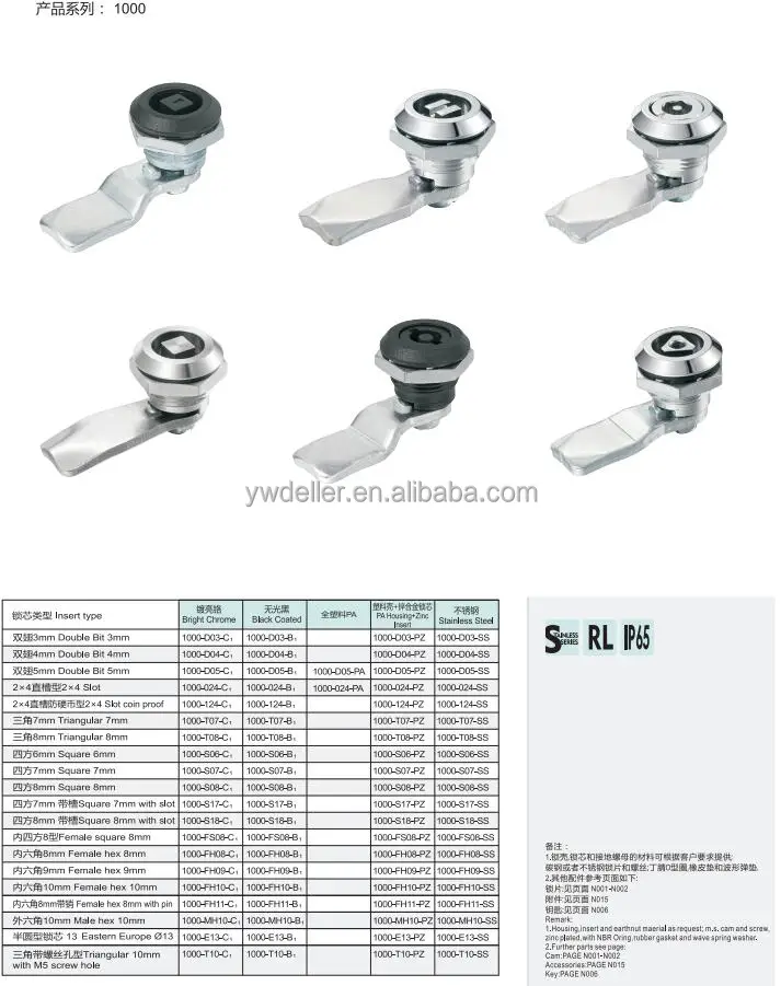 Industrial Machine Electric Lock 304 Quarter Turn Cam Lock Double Bit ...