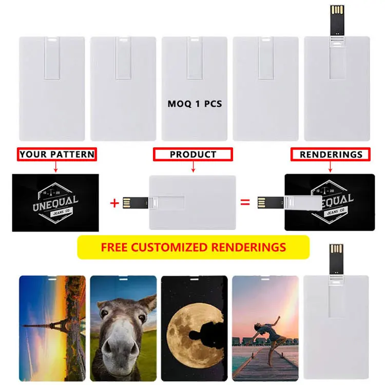 Business Card Usb 2.0 Pendrive Custom Logo Full Color Printing Gift ...