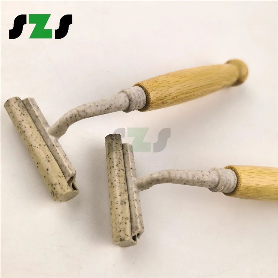 Eco-Friendly Natural Bamboo Handle Shaving razor with Corn Wheat Head ...
