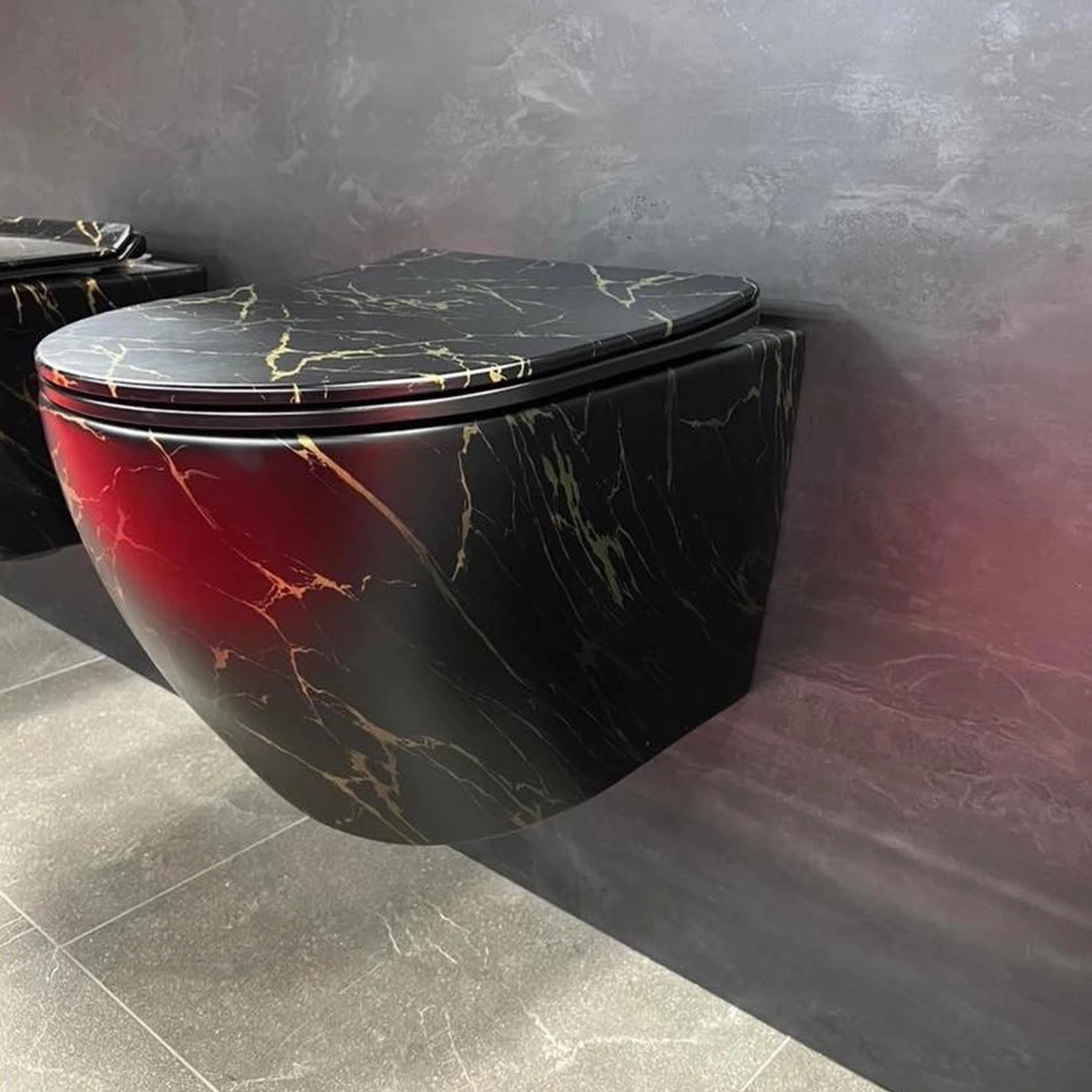 Burgundy Toilet Hidden Cistern Squat Pan Wc Tap Combo Tank Color ...