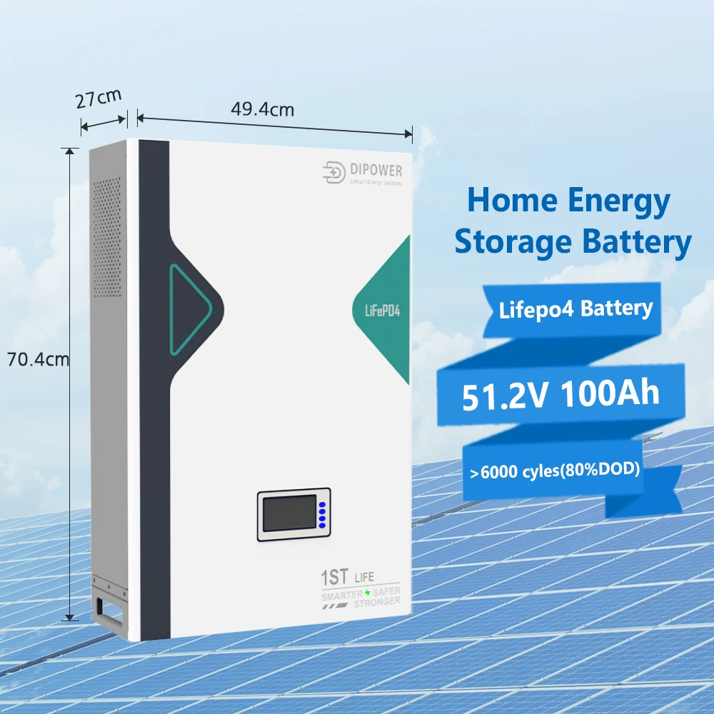 Deep Cycles Wall Mounted Bms Solar Energy 51.2v 100ah 5kwh Battery ...