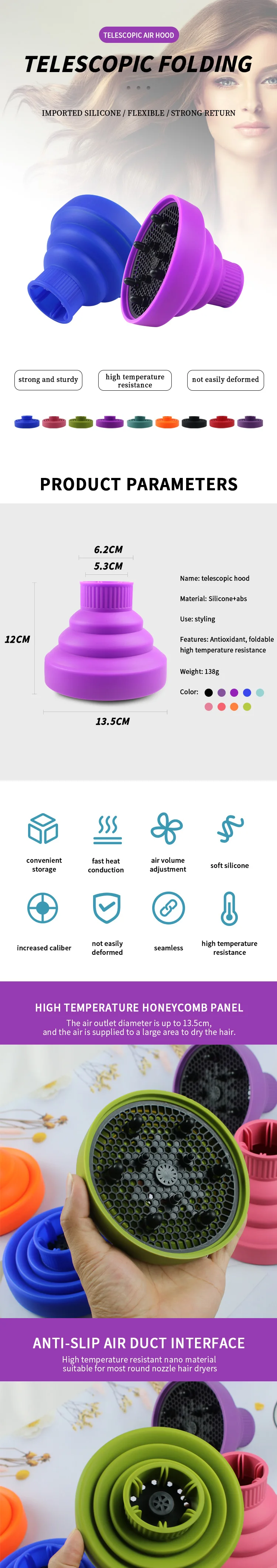Heat Resistant Universal Foldable Hair Dryer Diffuser for Curly Hair ...