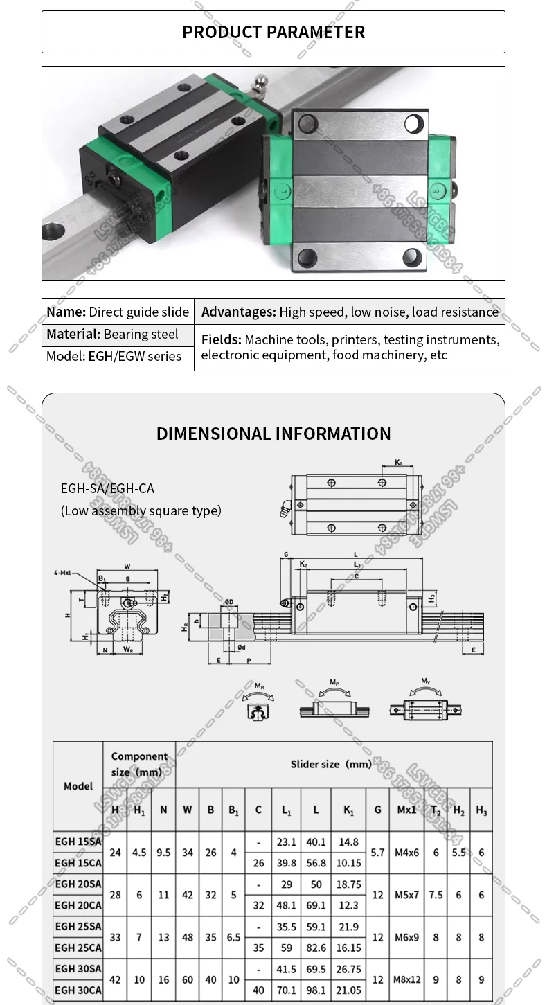 EGH15CA Electric Aluminum Slide Rails - Precision Linear Guides