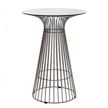 Gold Wire Cocktail Table with Glass Top - Modern Bar Furniture