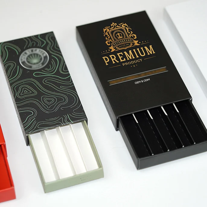 5 Pack Luxury Black Childproof Turned Edge Box Premium Child Resistant ...