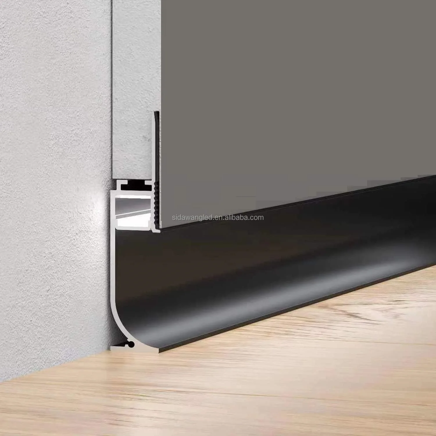 SDW198 Aluminum Skirting Baseboards 70x13mm Skirting LED Channel, Line ...