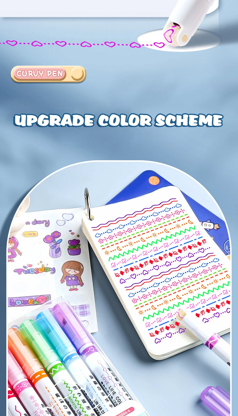 Stationery Roller Pen Markers - Quick Drying & Cute Patterns