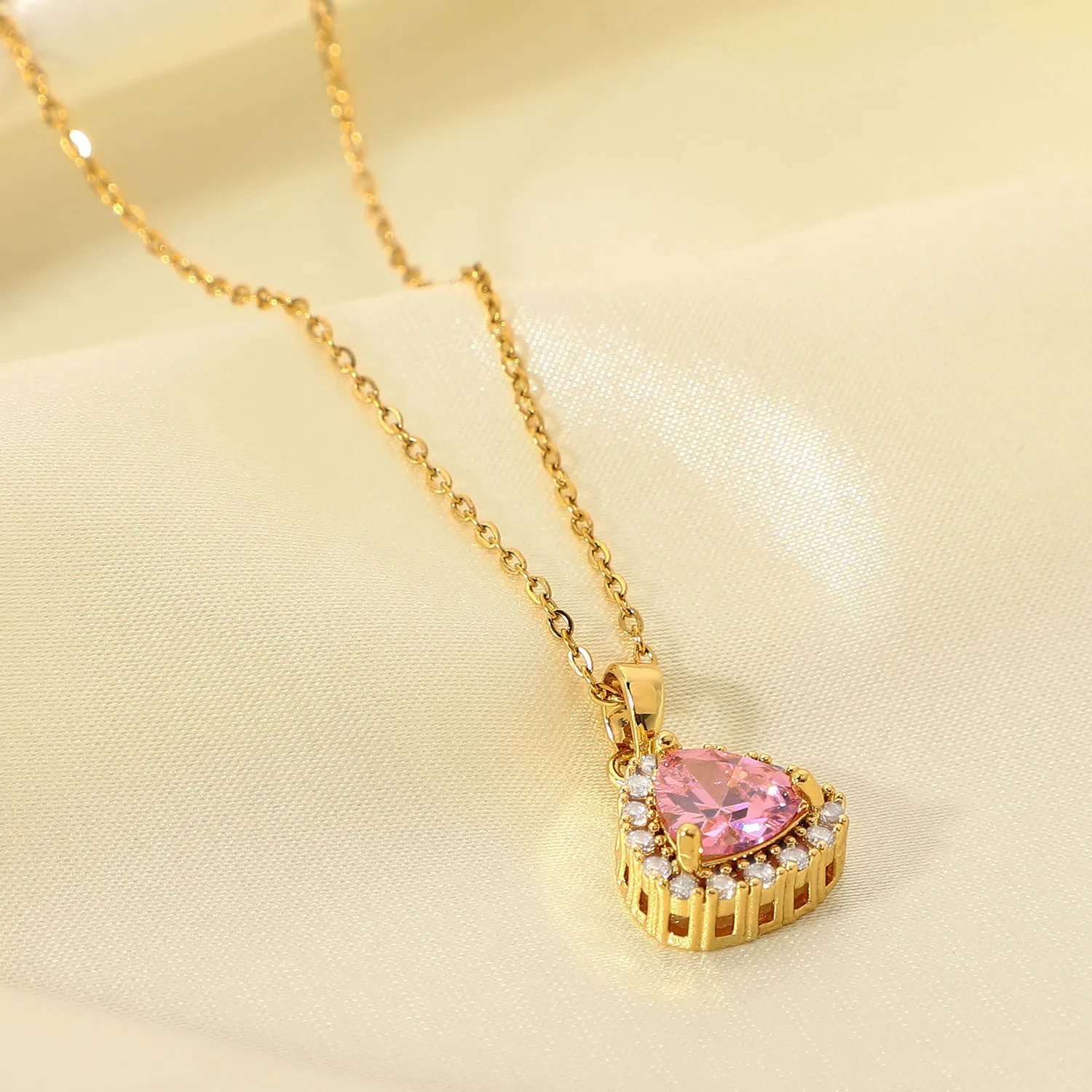 INS Charm 18K Gold Plated Necklace - Stainless Steel Zircon