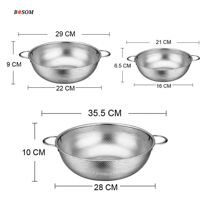 Wholesale Full Size Metal Mesh Strainers Kitchen Stainless Steel Rice ...