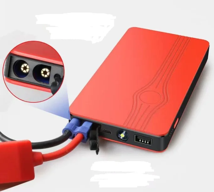 Red 1pc Portable Car Battery Jump Starter, 12V 600A Car Emergency ...
