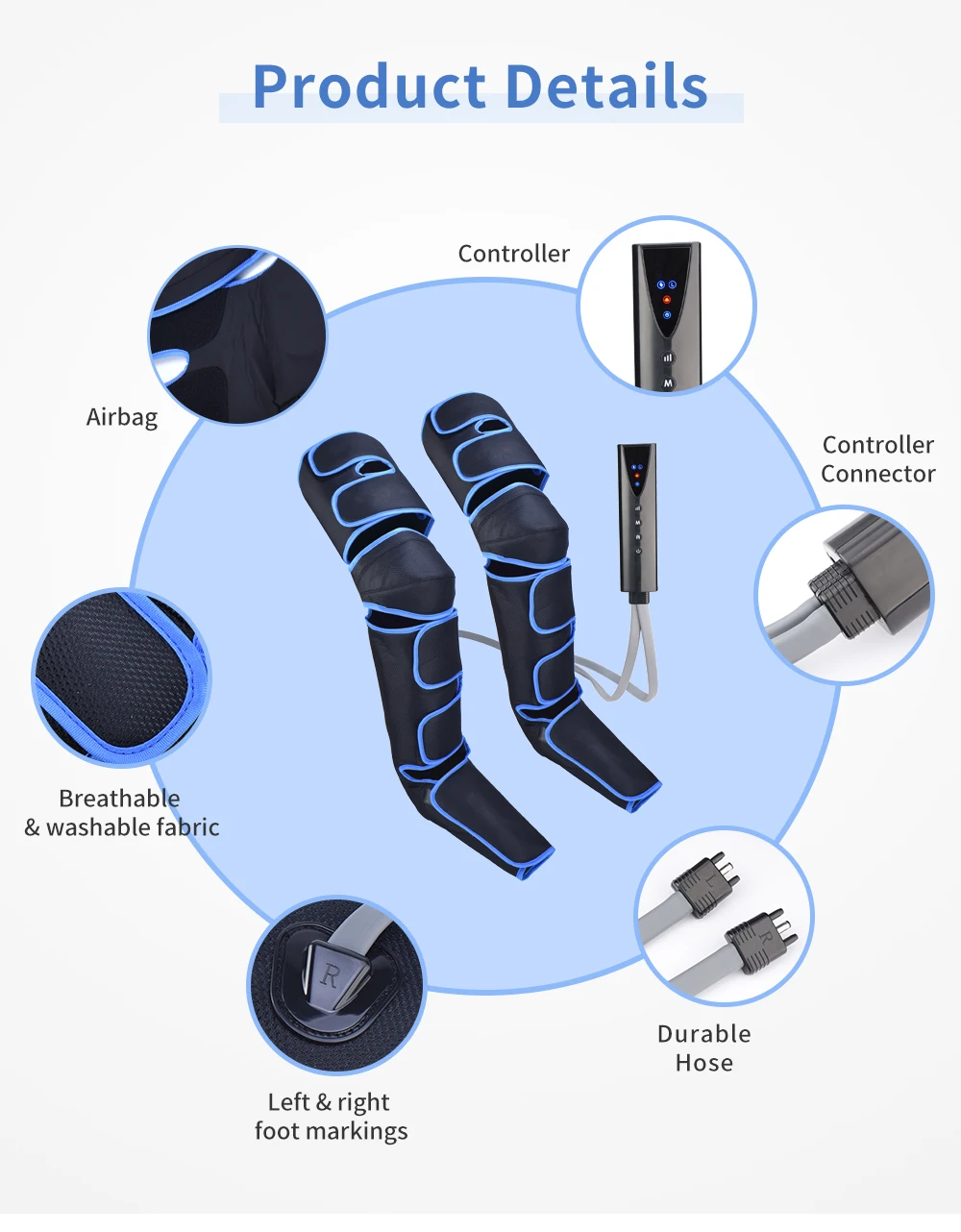 Pneumatic Heat Leg Foot Pain Relief Massager Machine