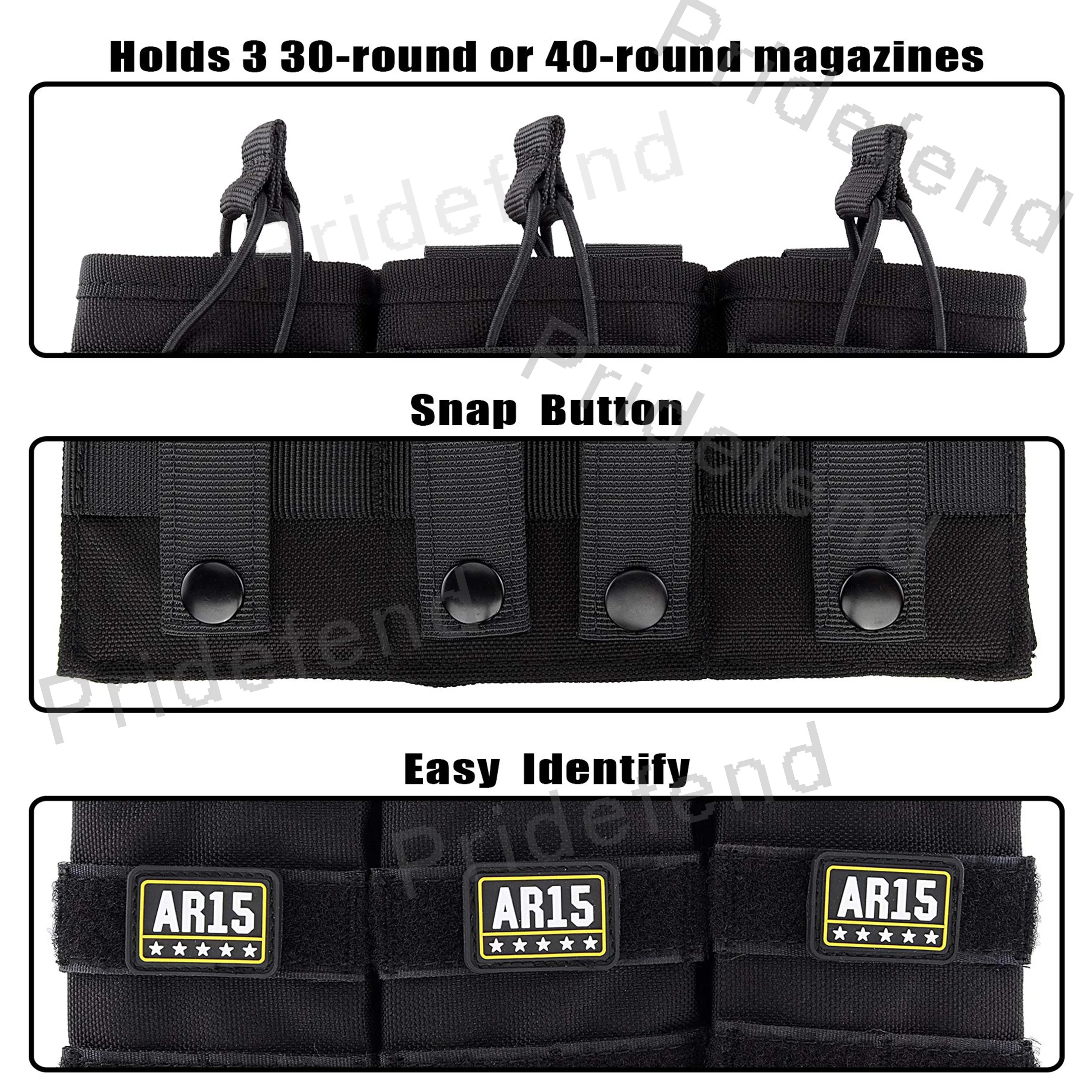 Molle Magazine Pouches Triple Open Top Mag Pouch with 3 Hook & Loop ...