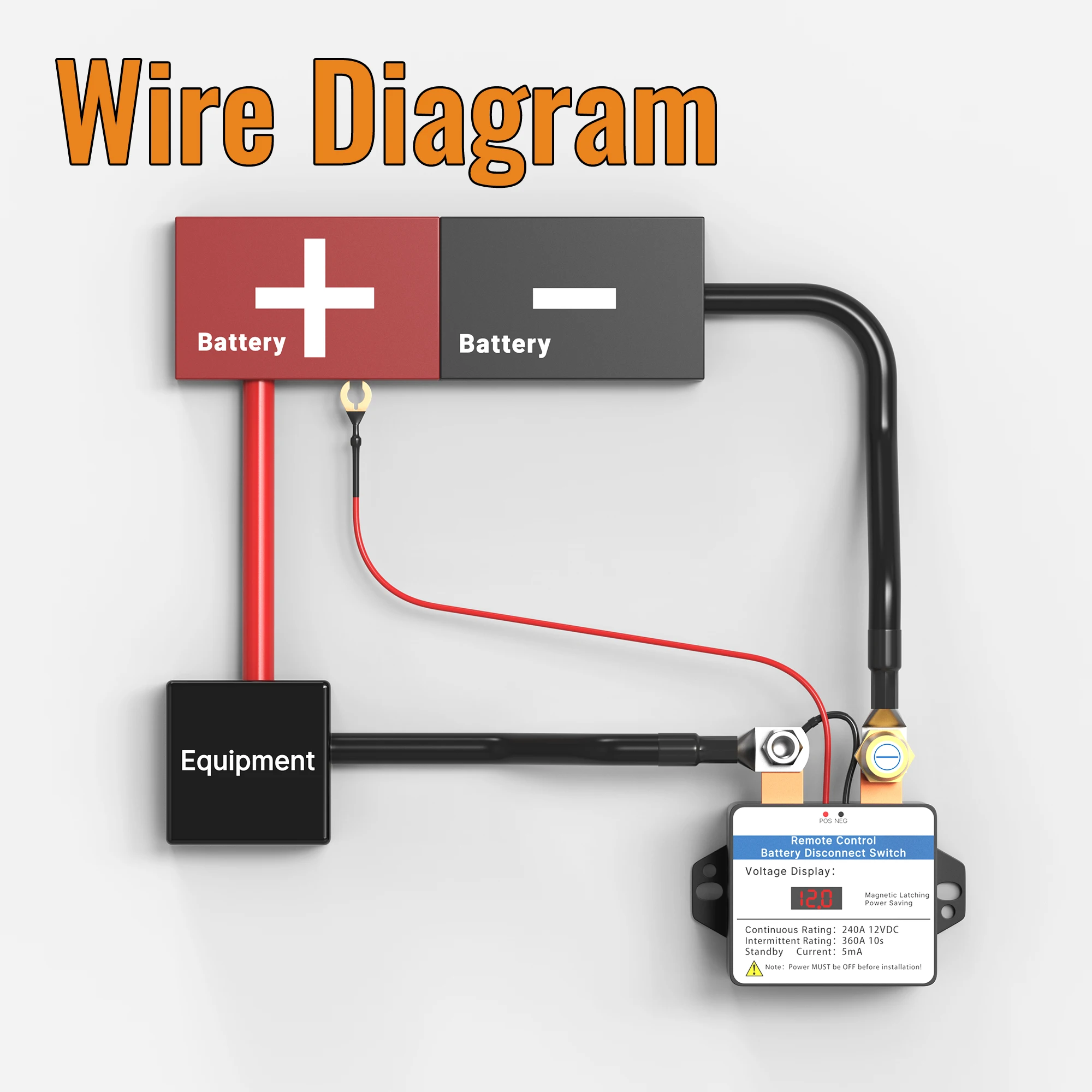 12V 240A Magnetic Latching Battery Relay with Anti-theft