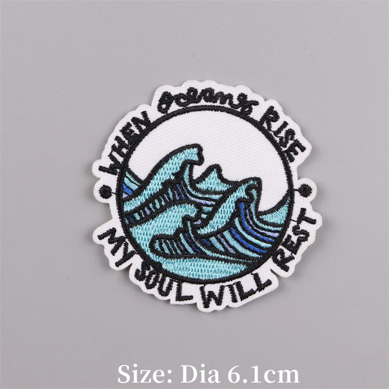 Sea Wave Embroidery Iron on Patches for Clothing Customization