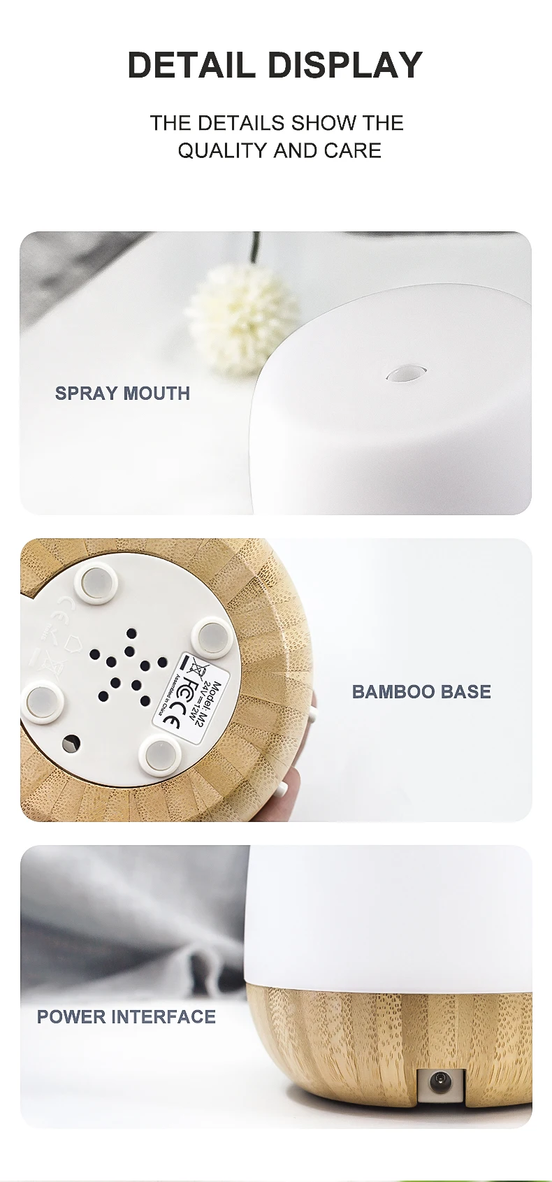 Portable Modern LED Lights Bamboo Ultrasonic Mini Air Humidifier ...