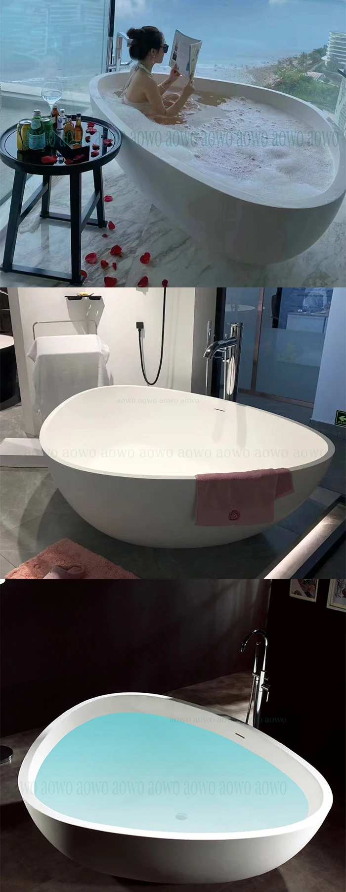 Corner Solid Surface Spa Bathtubs Triangle Rock Stone Whirlspa Pool ...