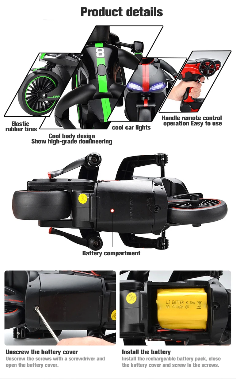 Hand Controlled RC Bike Motorcycle - Fun for Kids & Adults