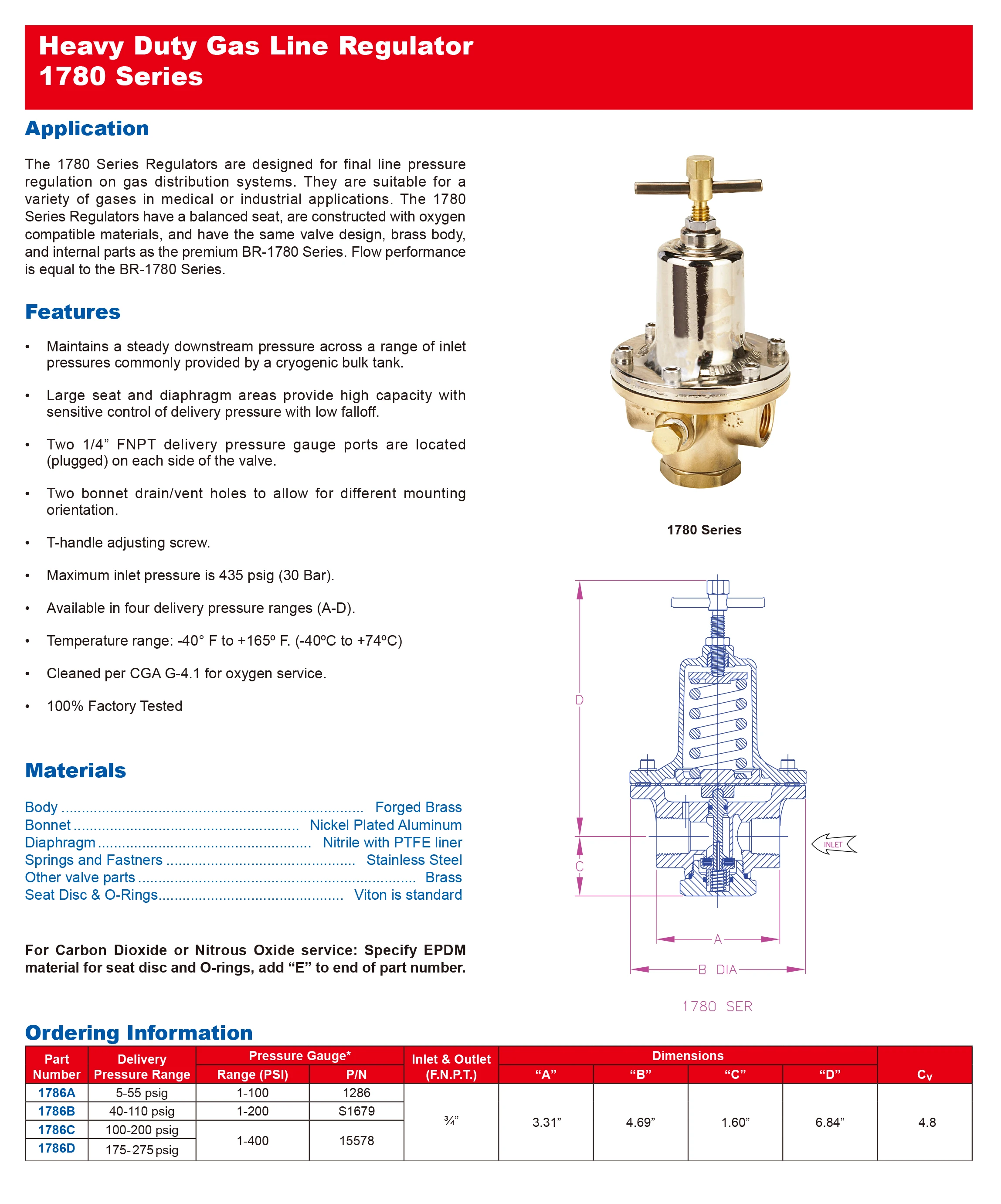 REGO 1786 Series LNG Heavy Duty Gas Line Regulator
