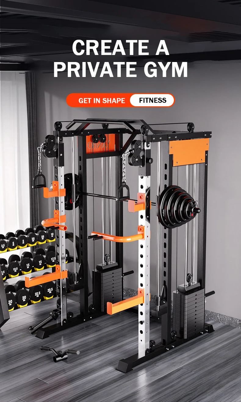 Smith Machine Cage System Home Gym Multifunction Rack Customizable ...