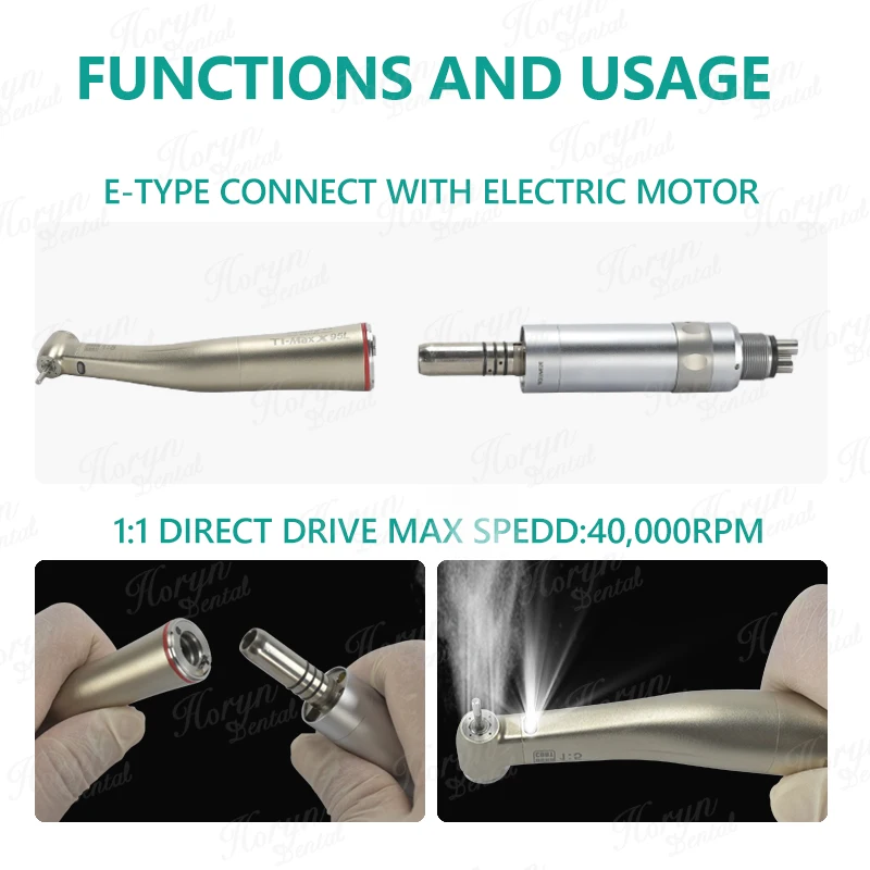 Dental 1:5 Fiber Optic Airrotor Turbine Push Button High Speed ...
