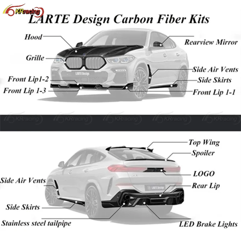 Larte Style Carbon Fiber Body Kit With Hood For Bmw Body Kit X6 G06 ...
