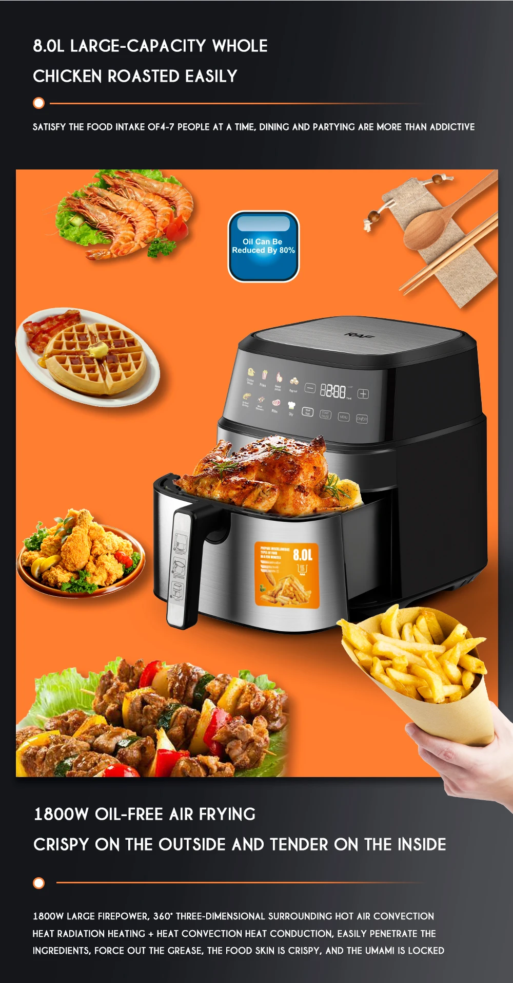 1800W Commercial Deep Fryer - Custom Oil Free Air Fryer