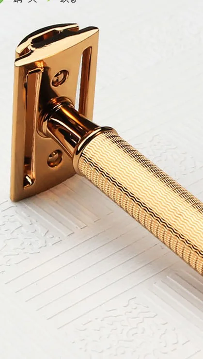 Kungfu Gold Mens Metal Stainless Steel Double Edge Blade Brush Shaving ...