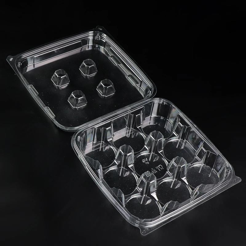 9 Cells Plastic Pastry Container Clear Clamshell Food Container Small ...
