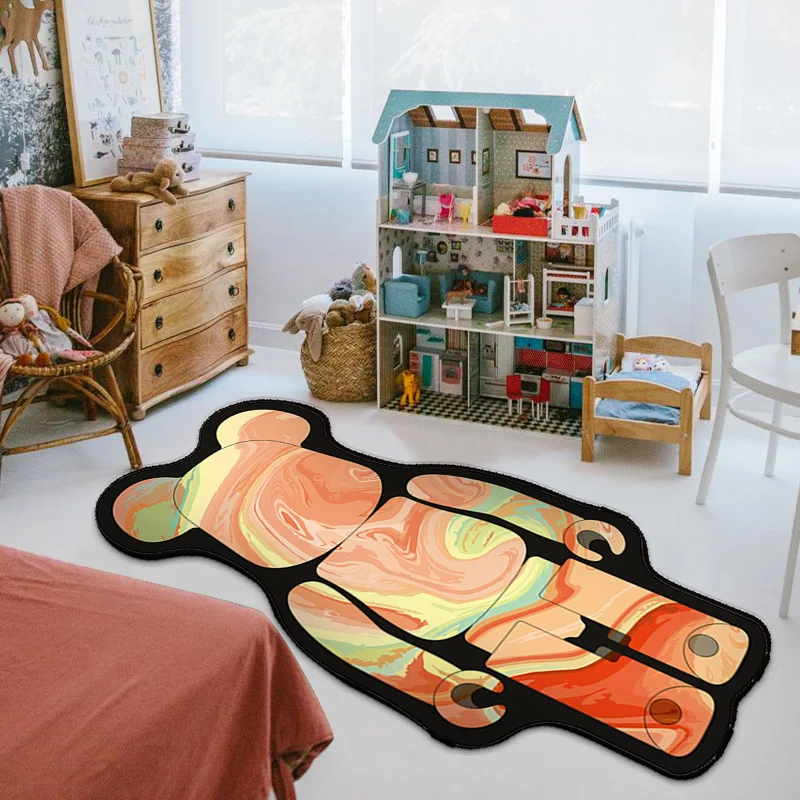 Cartoon Bearbrick Carpet Irregular Bearbrick Lounge Rug Bedroom Bedside ...
